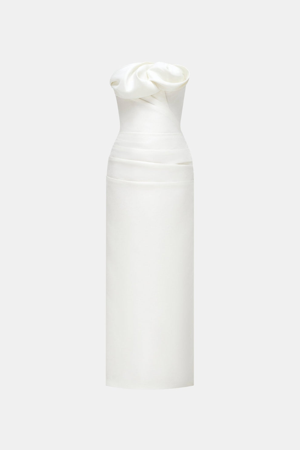 Ivory Draped Tube Midi Dress – Montsand