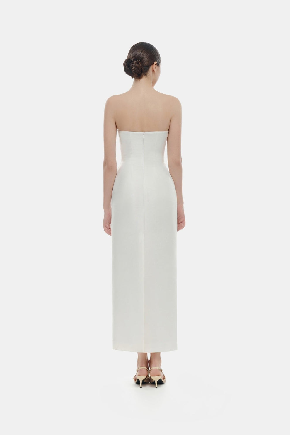 Ivory Draped Tube Midi Dress – Montsand