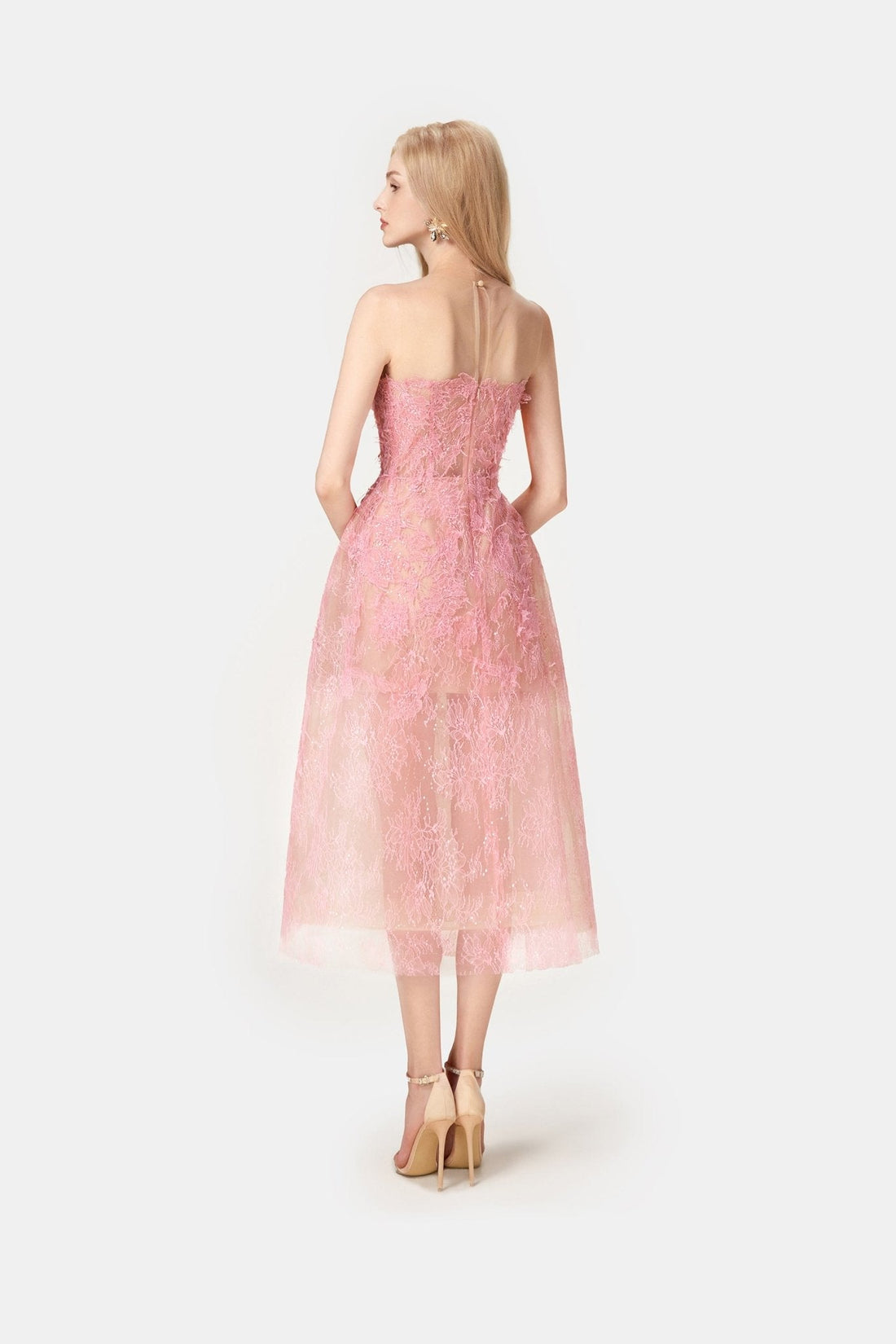 Pink Beaded Lace Dress – Montsand